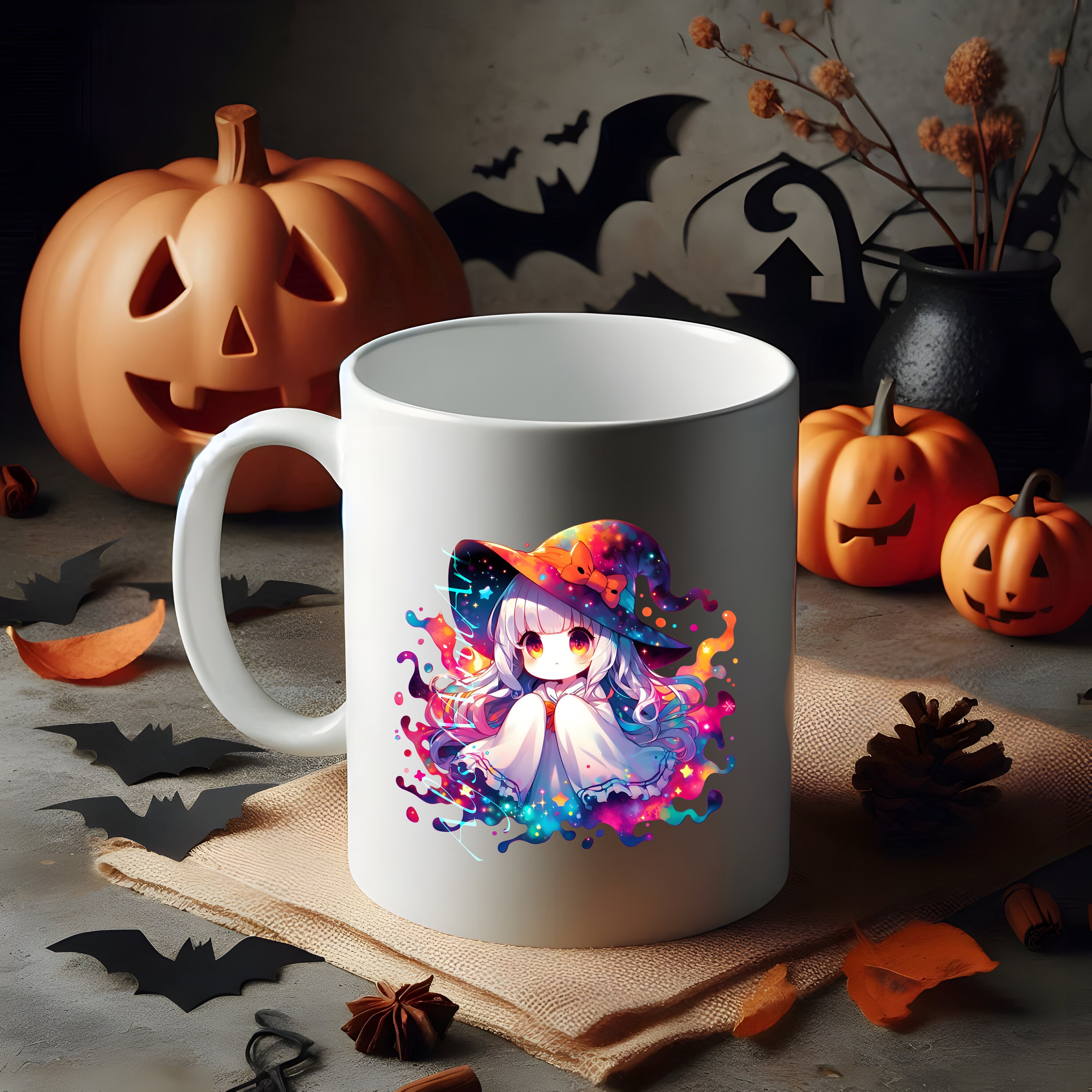 Ghost Witch Rainbow Splash Clipart PNG - Halloween Original Design ...