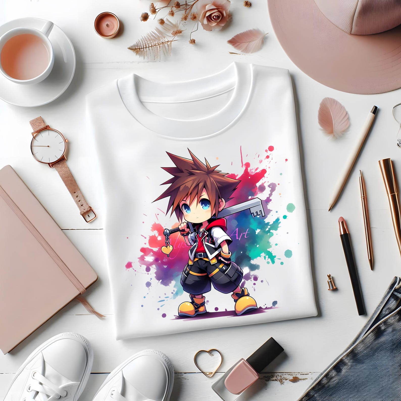 Serious Chibi Sora Watercolor Splash Decal - Kingdom Hearts - Video ...