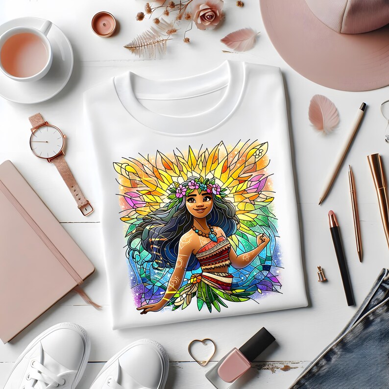 Moana Stained Glass - Moana - Rainbow Splash Clipart PNG - Etsy
