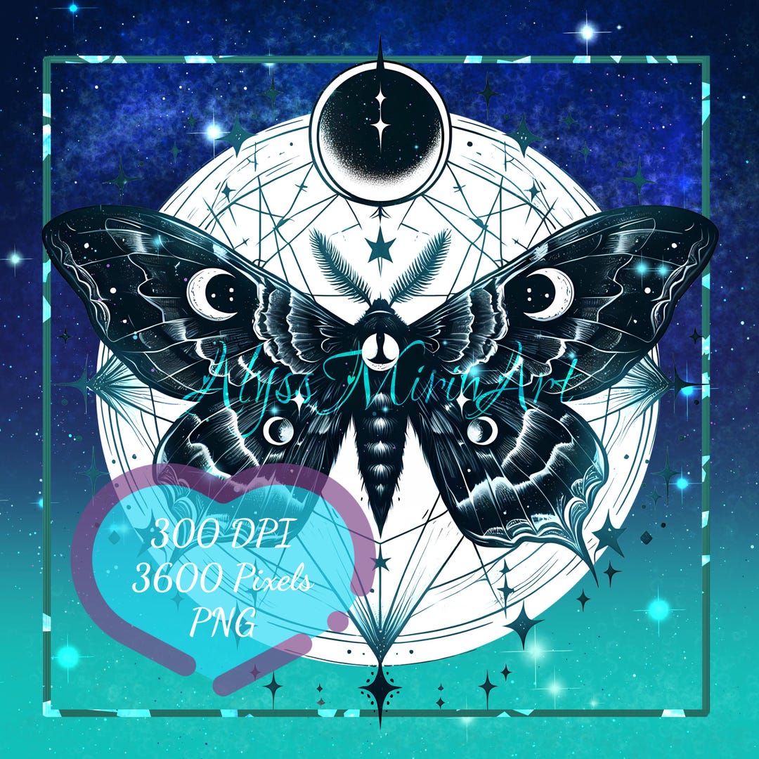 Watercolor Luna Moth Clipart: Rainbow Splash Insect Decal PNG - Digital ...