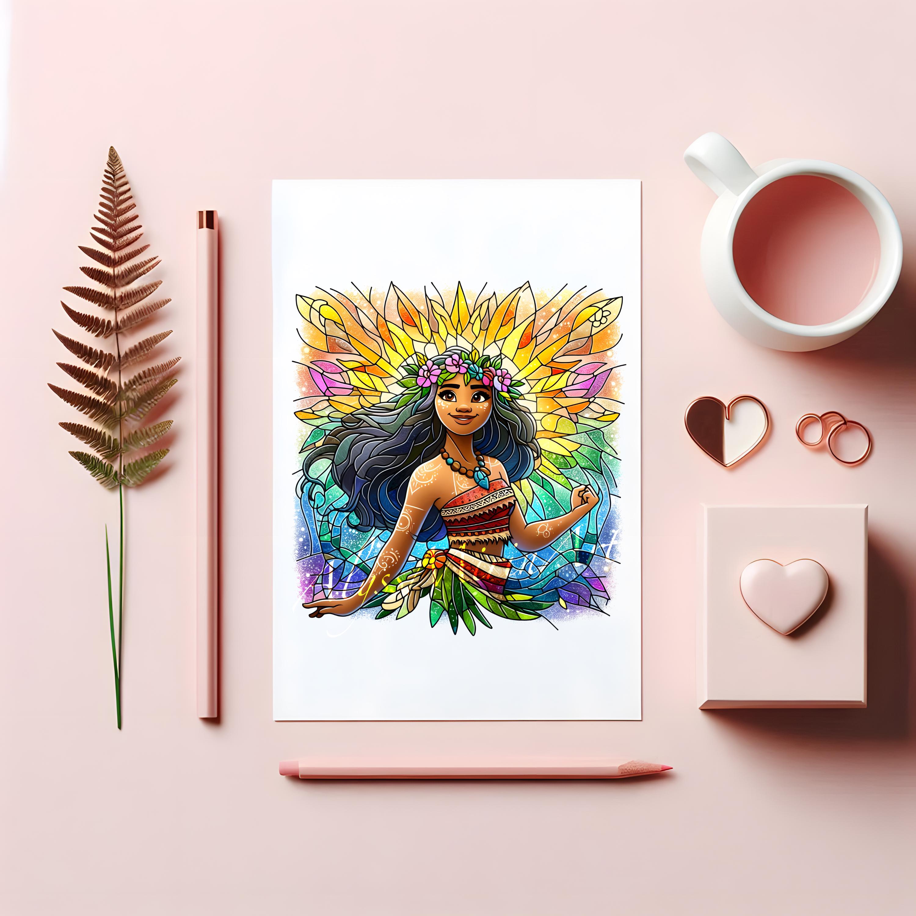 Moana Stained Glass - Moana - Rainbow Splash Clipart PNG - Etsy