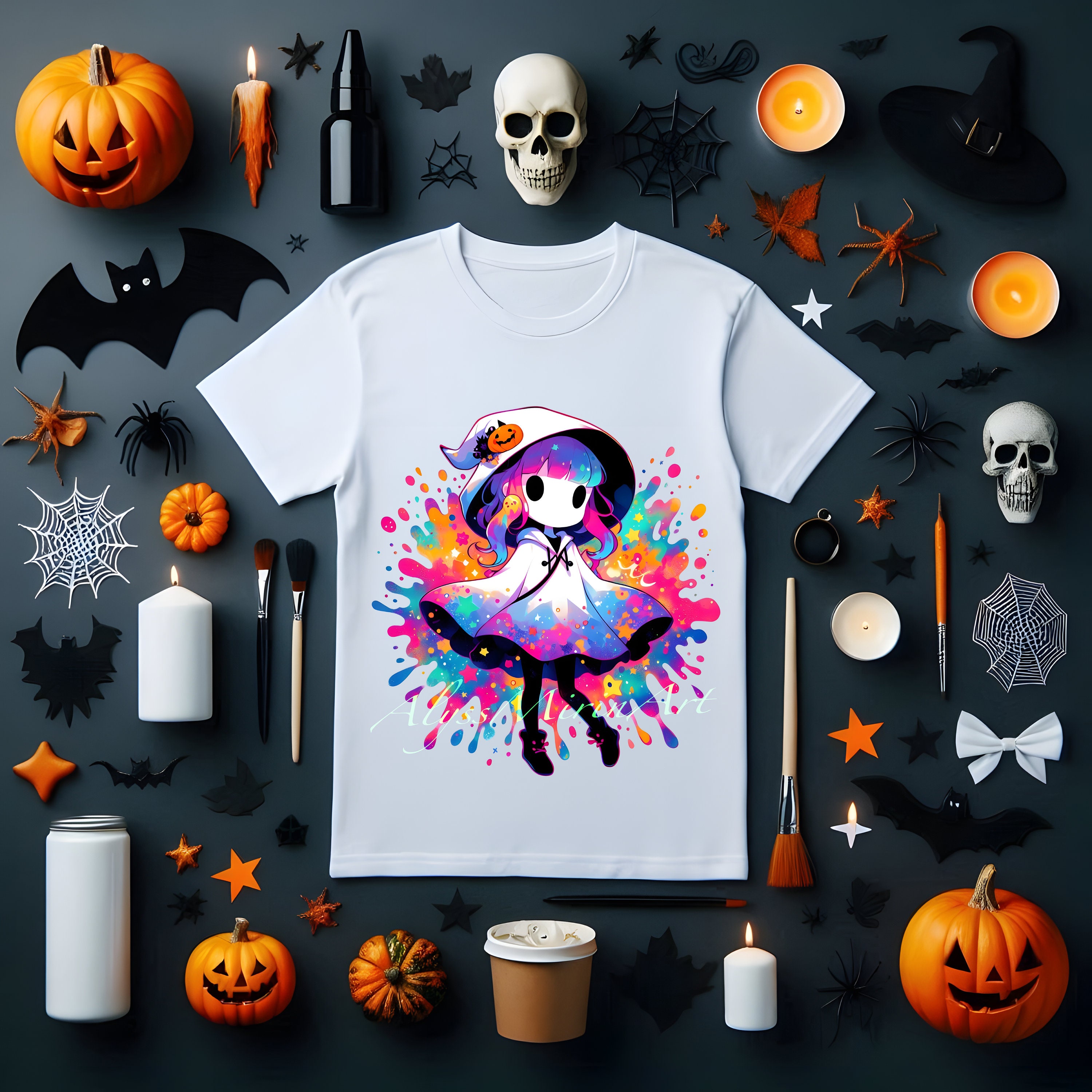 Rainbow Ghost Mask Girl Halloween Clipart PNG - Digital Download File ...