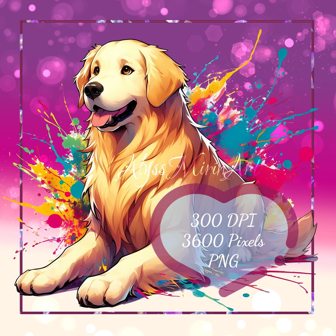 Vibrant Golden Retriever Rainbow Splash Decal - Digital Download File ...
