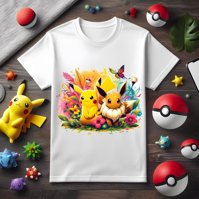 Pikachu & Eevee Spring Meadow Pastel Rainbow Splash Decal - Pokémon Fan ...