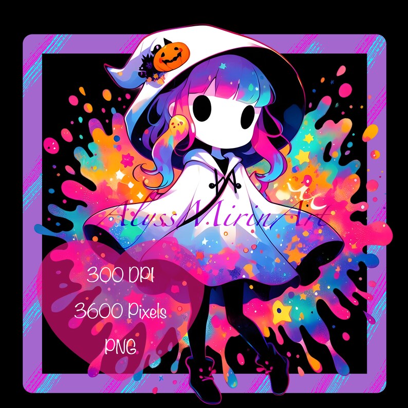 Rainbow Ghost Mask Girl Halloween Clipart PNG - Digital Download File ...