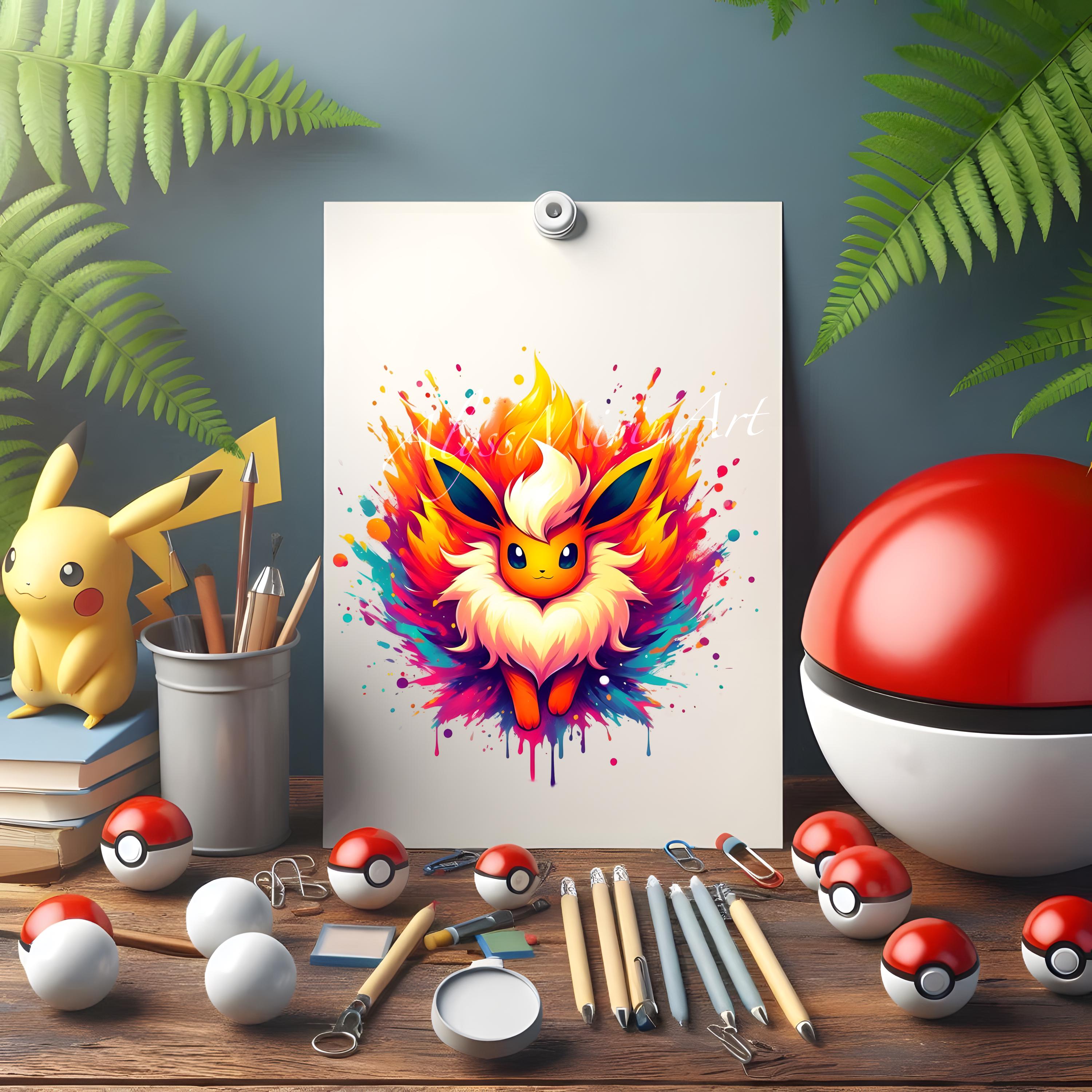 Flareon Rainbow Paint Splash Clipart PNG - Gen 1 Pokémon Fan Art ...