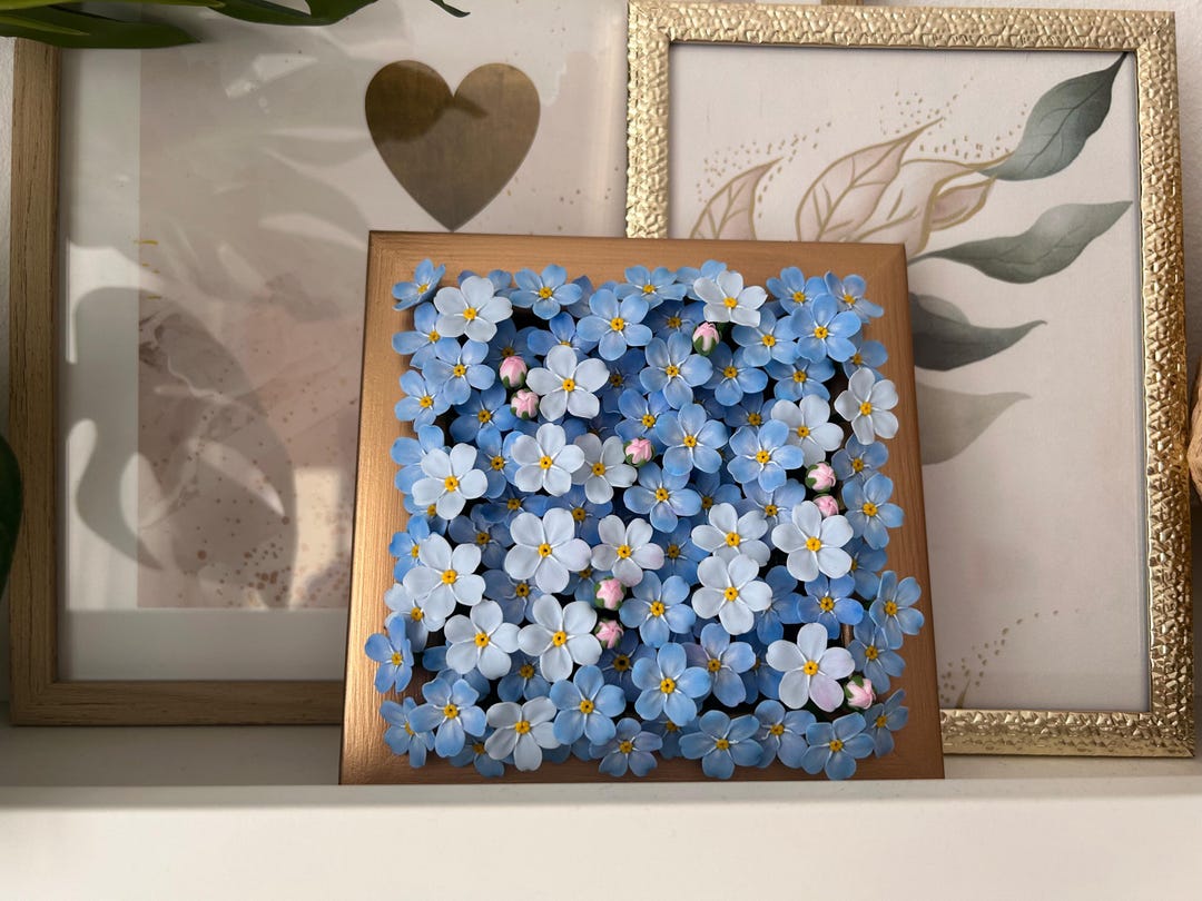 Ceramic Wall Art With Forget-me-nots – Handmade Polymer Clay Flowers - Etsy