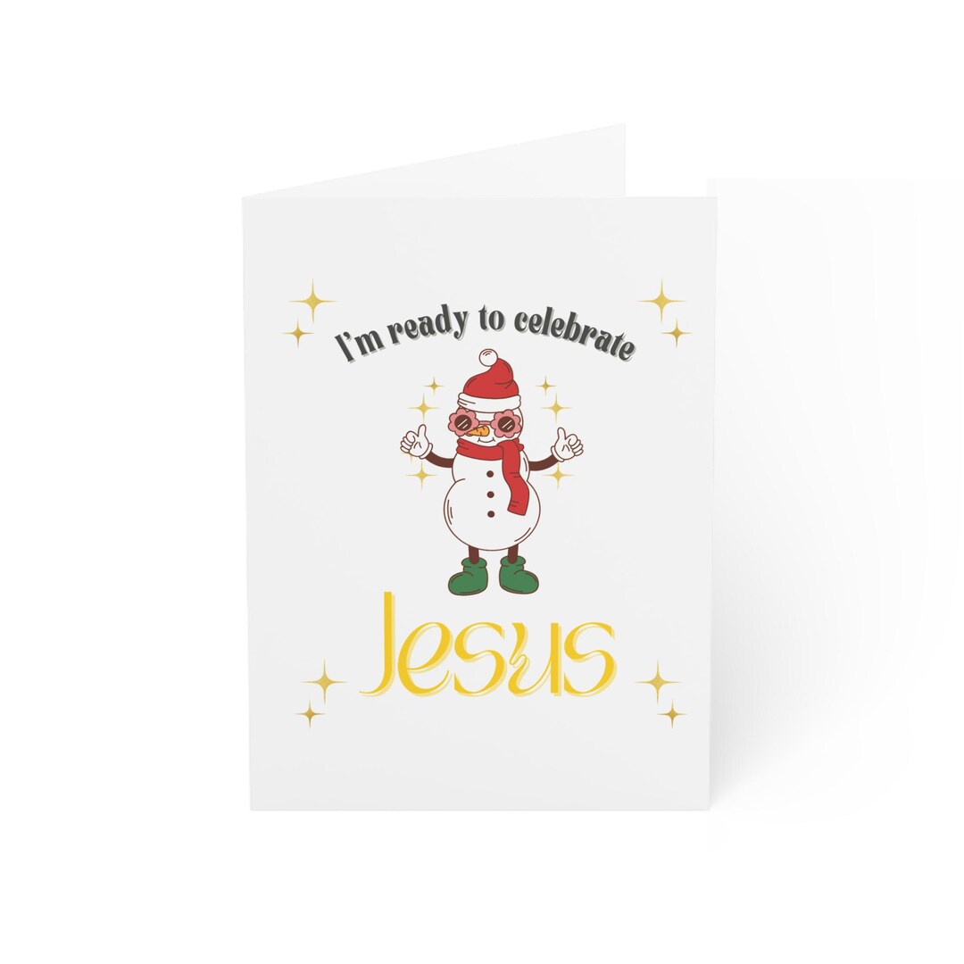 Christmas Greeting Cards, Spunky Snowman Jesus Design 10, 30, and 50pcs ...