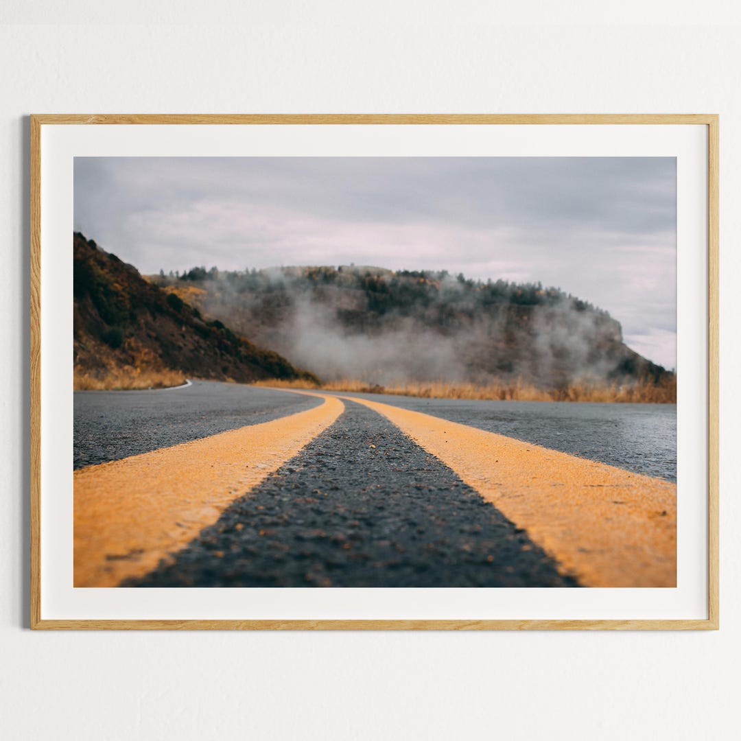 Mountain Road Wall Poster, PRINTABLE Mountains Art, Pine Forest Road ...