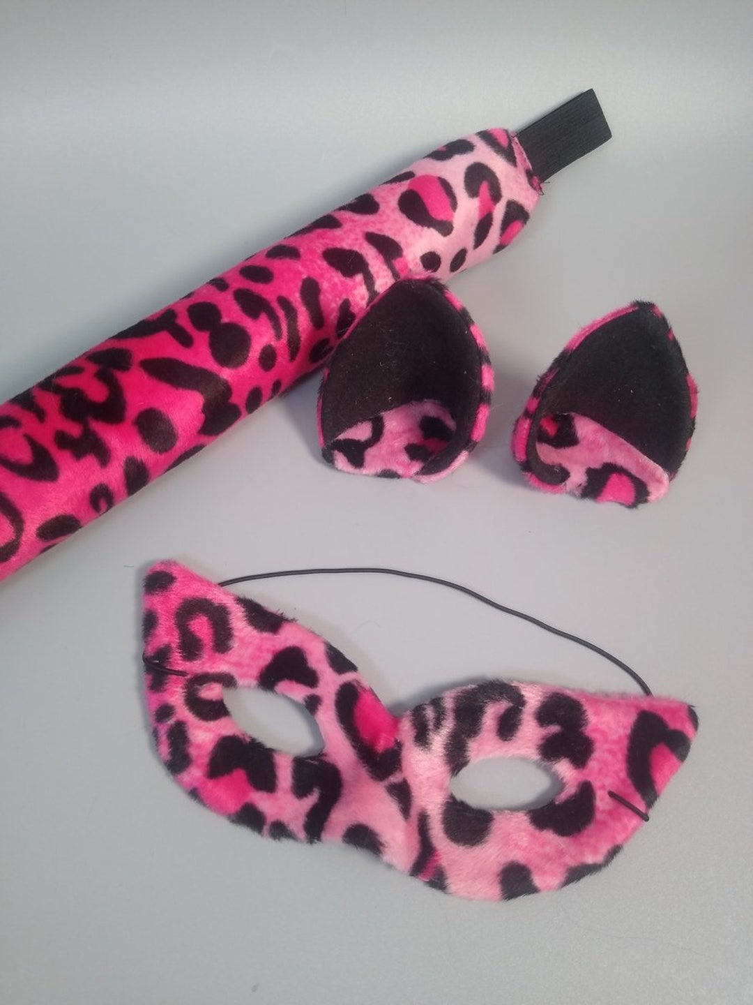 Pink Leopard Cat Costume / Cat Mask / Cat Ears and Tail / Furry Cosplay ...