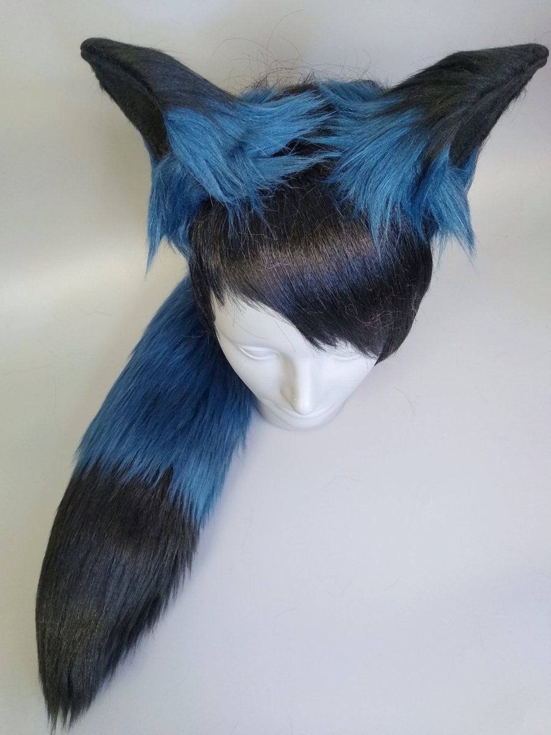 Navy Blue Fox Ears and Tail / Cosplay Ears / Halloween Costume / Furry ...