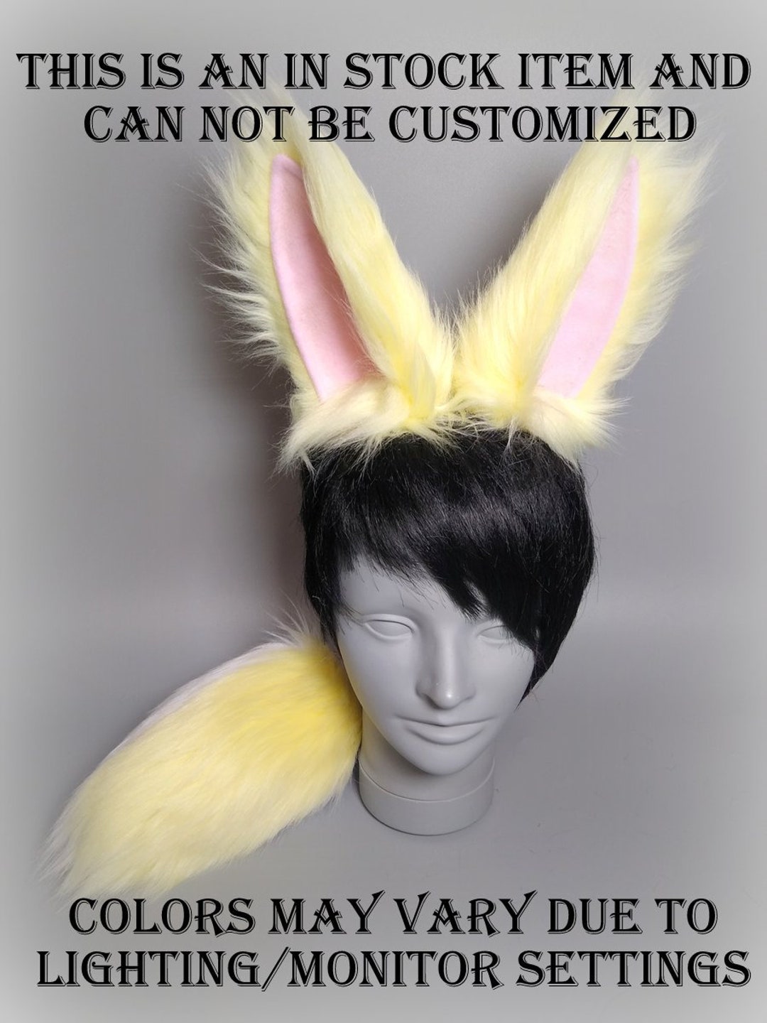 Butter Yellow Bunny Ears and Tail, Rabbit Ears and Tail, Halloween ...