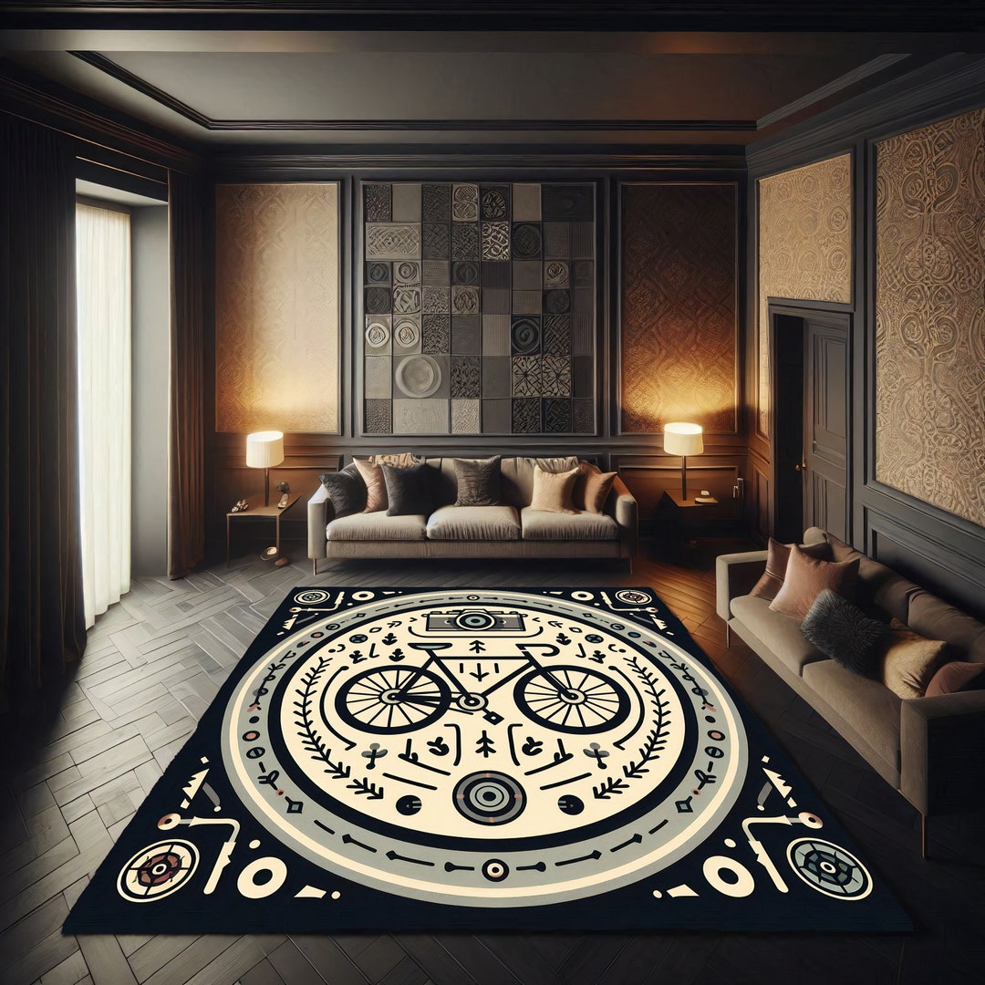 Bike Rug, Rug for Biker, Pastel Bike Rug, Modern Art Rug, Bicycle Rug ...