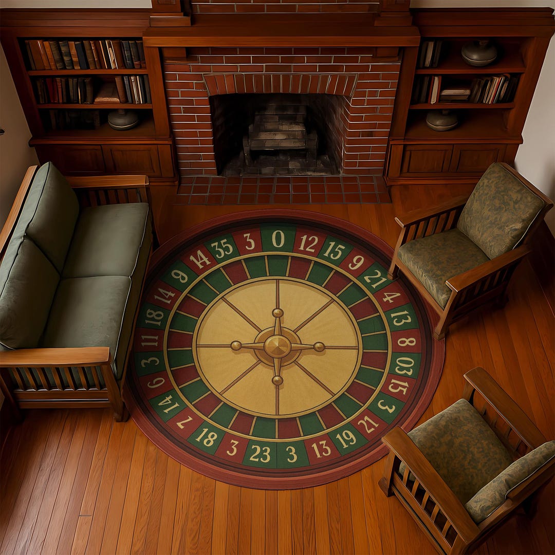 Roulette Round Rug: Casino Game Room Wheel, Red & Gold - Etsy