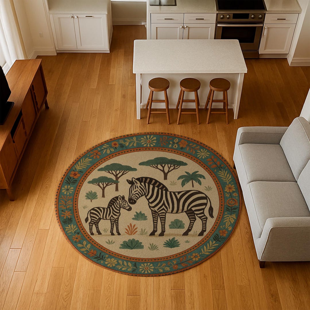 Zebra Nursery Round Rug: Safari Kids Room Decor - Etsy