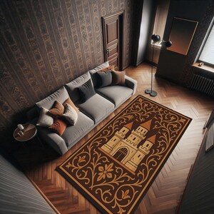 Medieval Castle Rug With Gothic Fortress Design, Fantasy Castle Wall ...