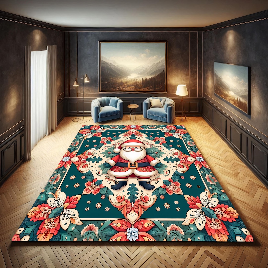 Baby Santa Rug, Santa Claus Rug, Christmas Gift Rug, Housewarming Rug ...