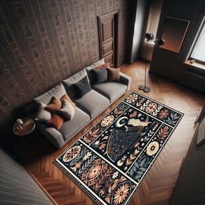Whimsical Witch Rug: Boho Folk Art Moon & Floral Carpet - Etsy