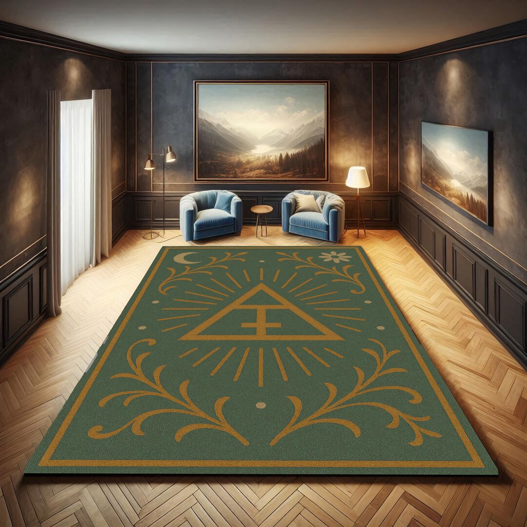 Occult Symbol Rug: Esoteric Triangle, Celestial Alchemy Design - Etsy