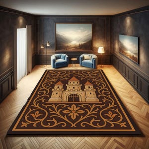 Medieval Castle Rug With Gothic Fortress Design, Fantasy Castle Wall ...