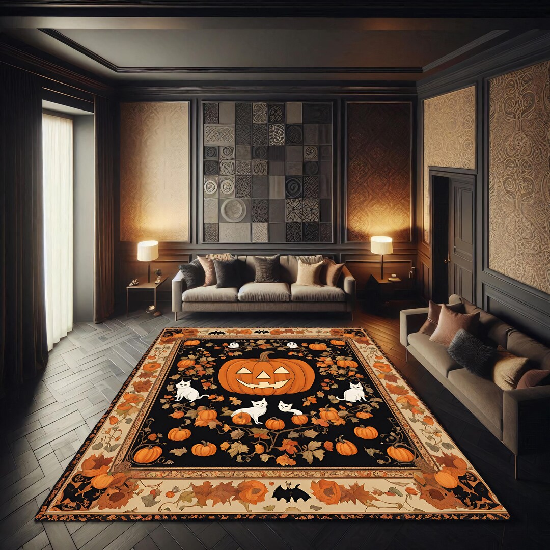 Pumpkin Rug, Halloween Rug, Spooky Decor Rug, Witchcraft Rug, Gift for ...