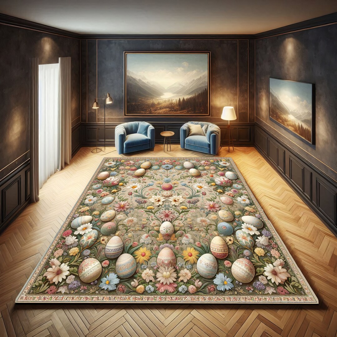 Easter Egg Rug, Colorful Easter Decor for Playrooms or Living Rooms ...