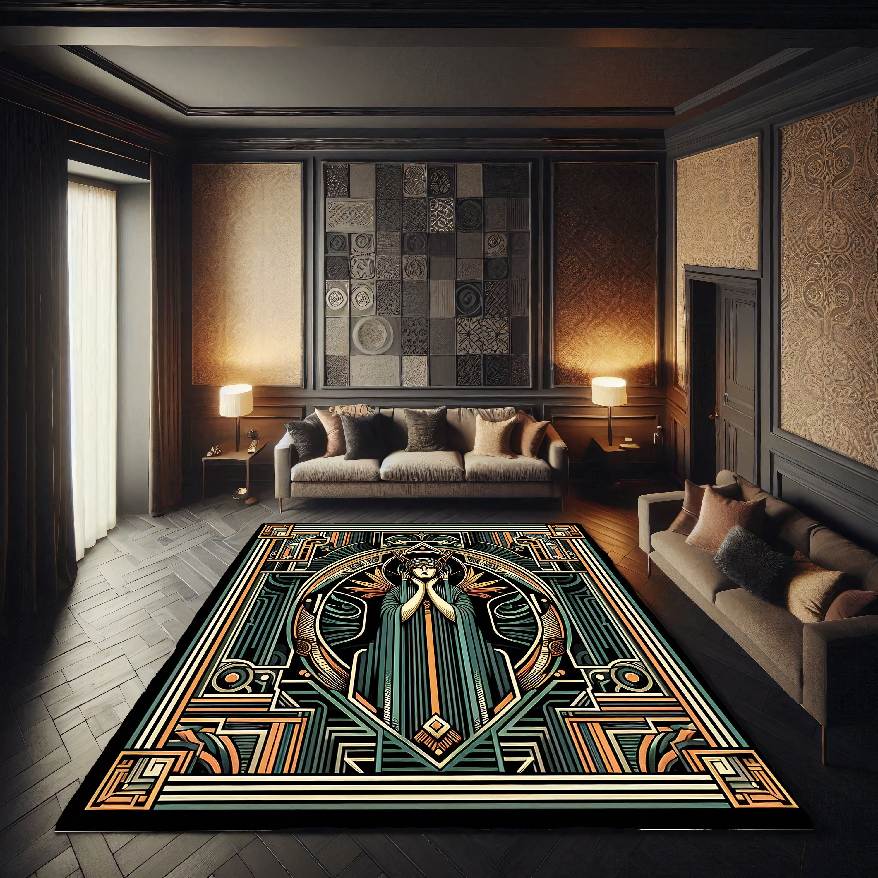 Art Deco Rug, Sculpture Pattern Rug, Sculpture Decor Rug, Modern Art ...