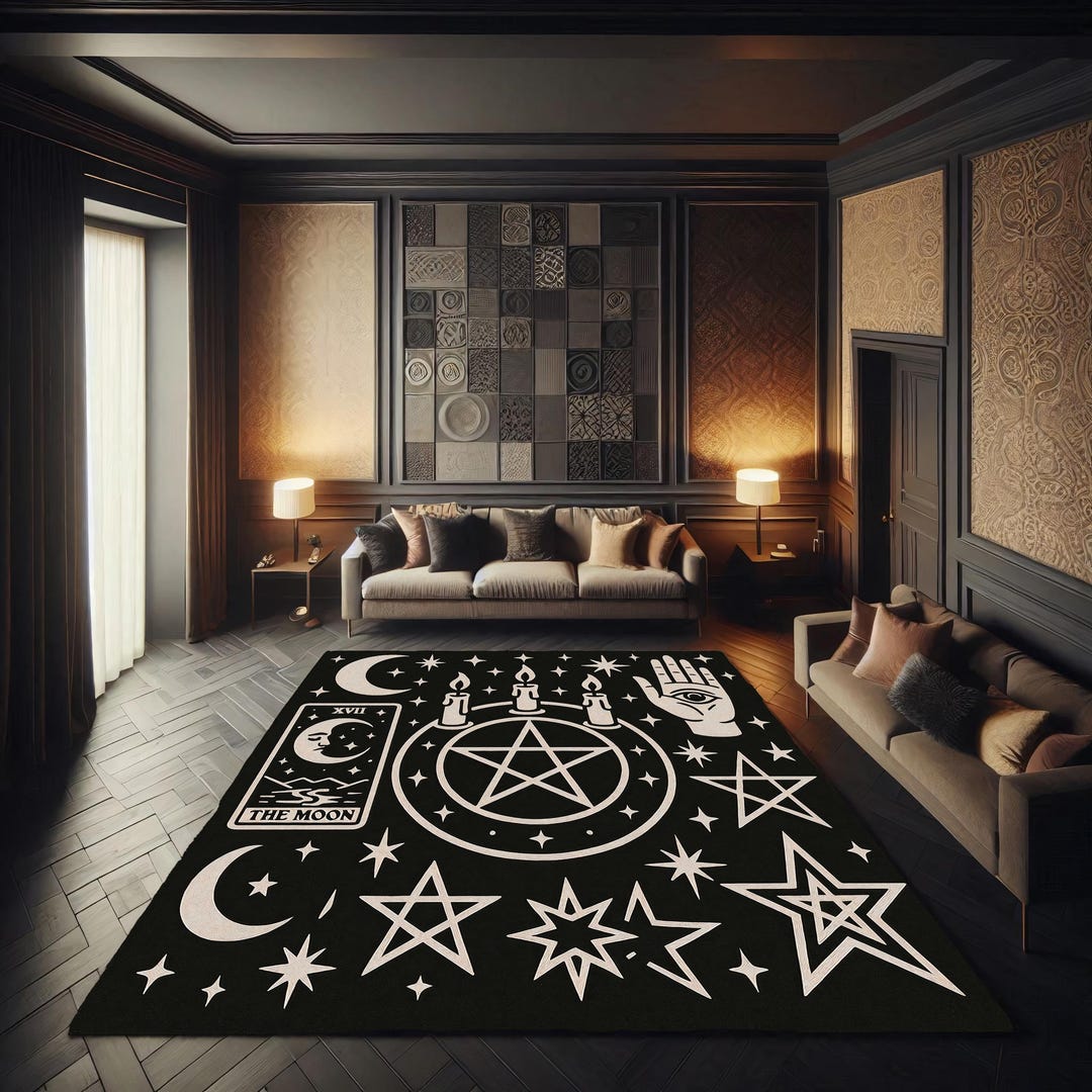 Mystical Pentagram Rug: Gothic Wiccan Altar Decor - Etsy