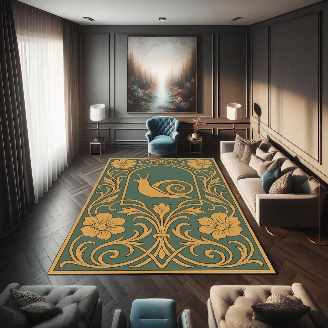 Art Nouveau Snail Rug: Whimsical Floral Accent Carpet - Etsy