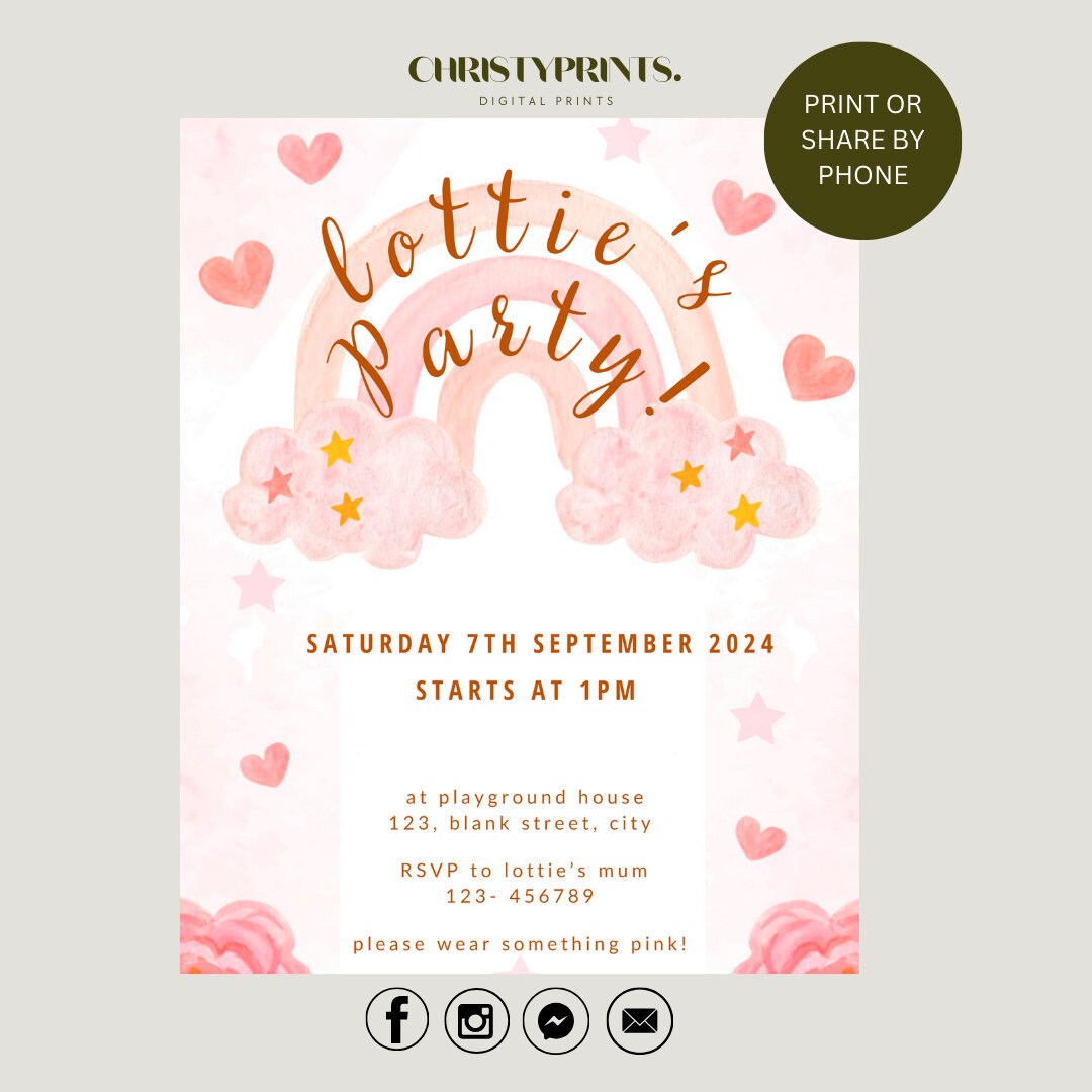 EDITABLE Birthday Party Invitation, Event Invite, PDF Digital Invite ...