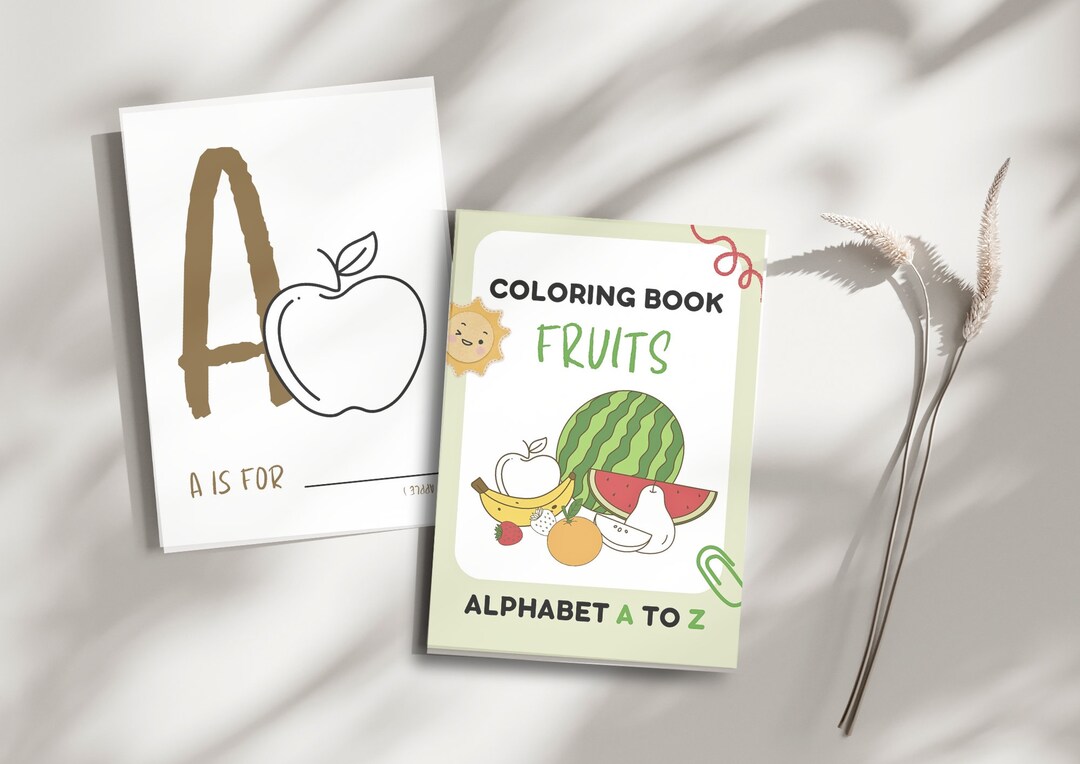 ABC Fruits Coloring Pages / A-Z Game Template for Kids / Fruits ...