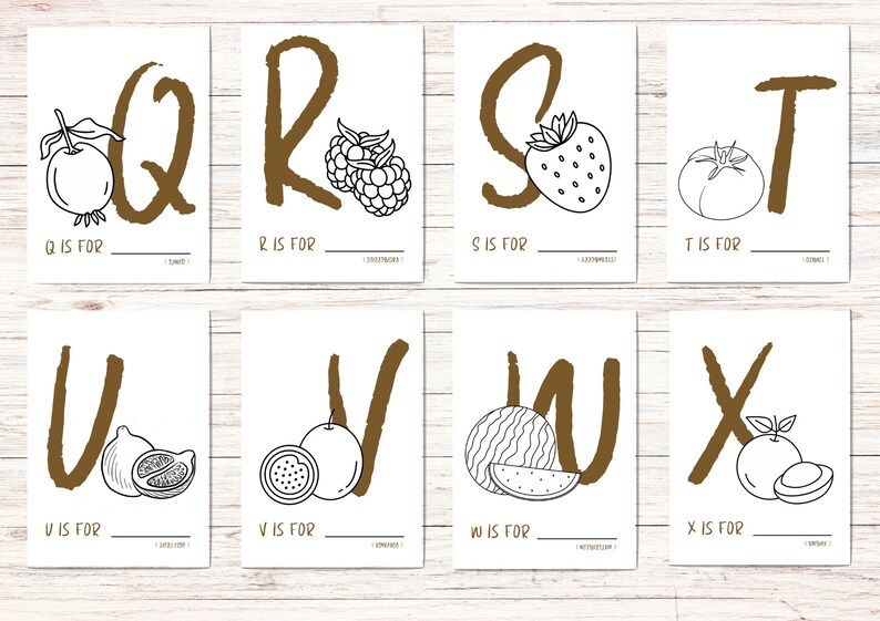 ABC Fruits Coloring Pages / A-Z Game Template for Kids / Fruits ...