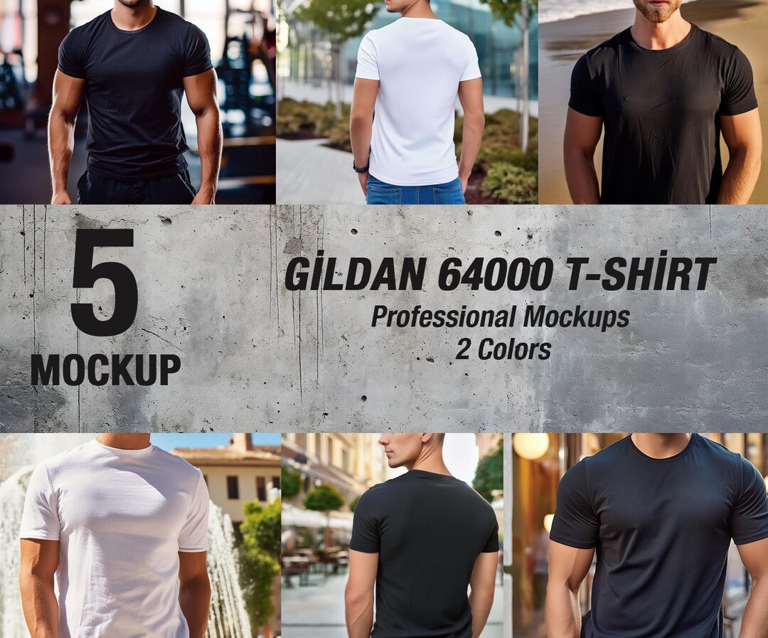 Male Mock Ups Diverse Lifestyle Mockups Gildan 64000 Mockups Front and ...