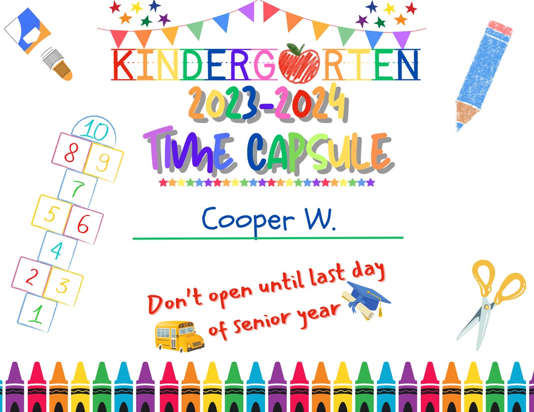 Kindergarten Time Capsule Cover Page - Etsy