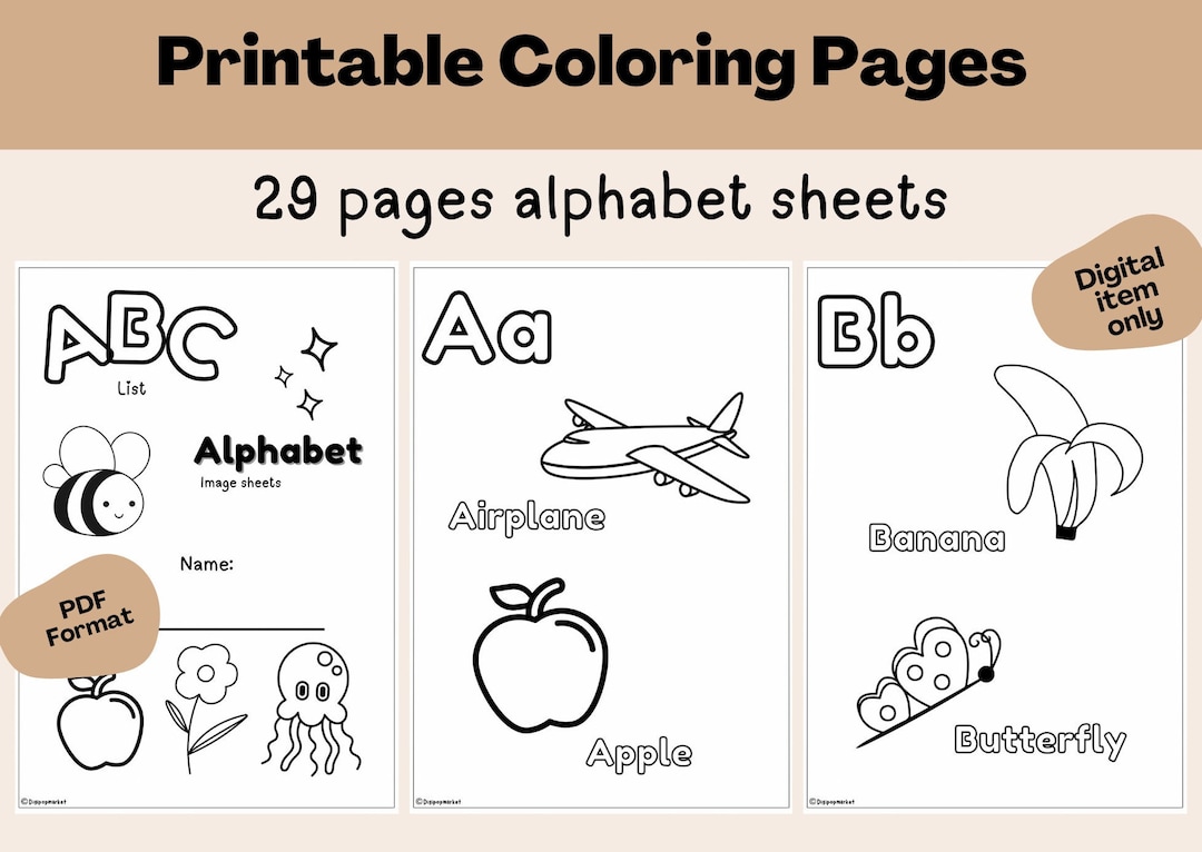 Printable Alphabet List Pages A4 for Kids, Preschooler, Kindergarten ...