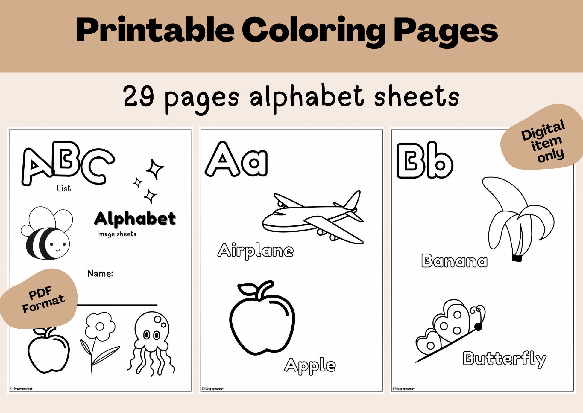 Printable Alphabet List Pages A4 for Kids, Preschooler, Kindergarten ...