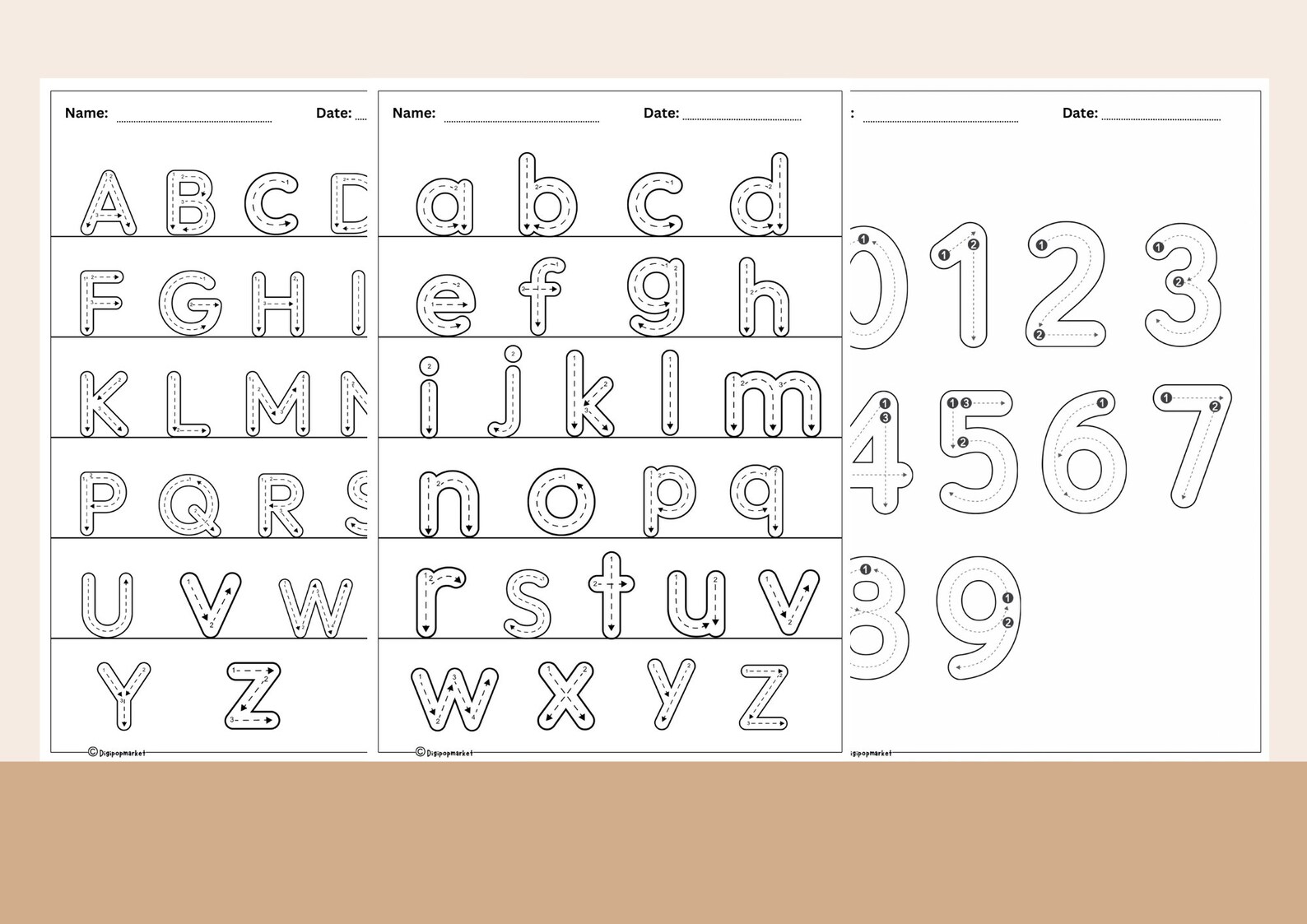 Printable Letters Alphabet and Number Tracing Printable Sheets for ...