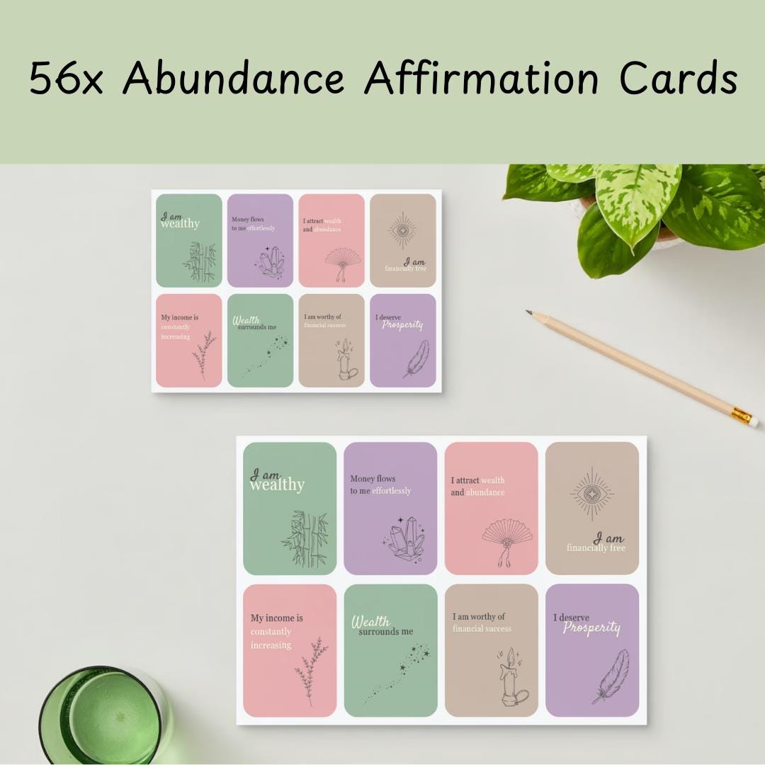 Printable 56x Abundance Affirmation Cards Mindfulness - Etsy