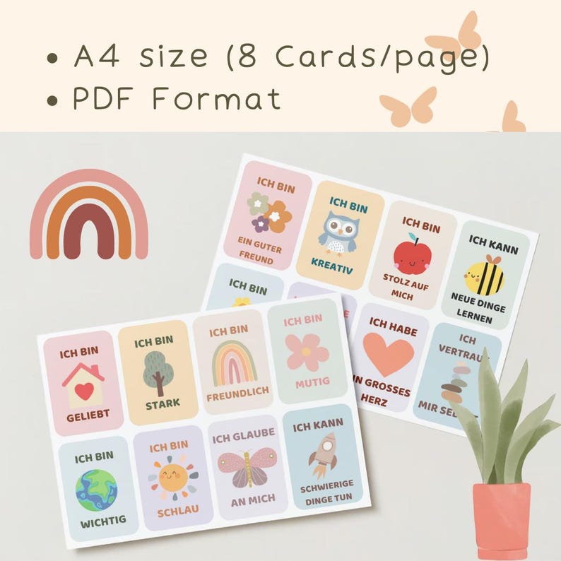 Deutsch 32x Affirmationskarten Für Kinder Affirmation Cards for Kids in ...