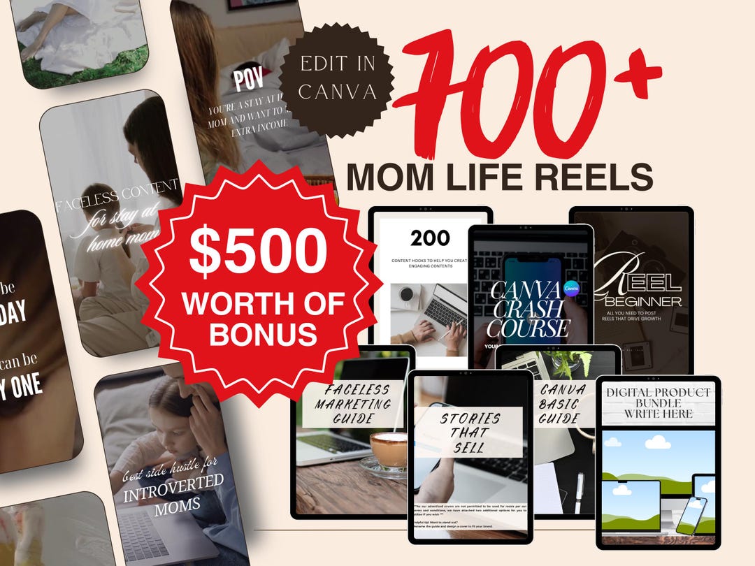 700 Mom Life Reels Videos Master Resell Rights & PLR Faceless Marketing ...
