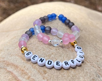 Genderfluid Pride Flag Beaded Gemstone Bracelet - Etsy