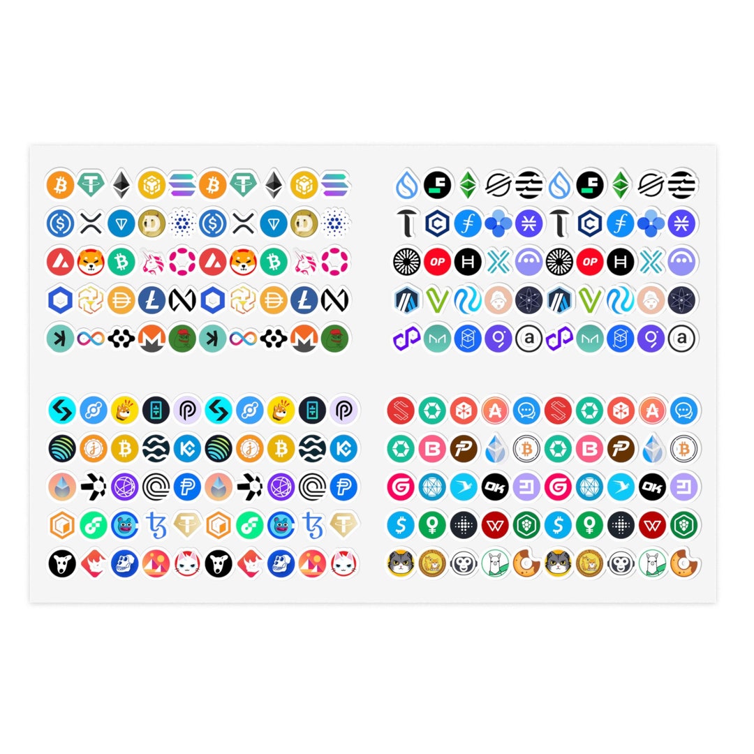 Crypto Currency Sticker Sheets - 200 Stickers, Cryptocurrency Decals ...