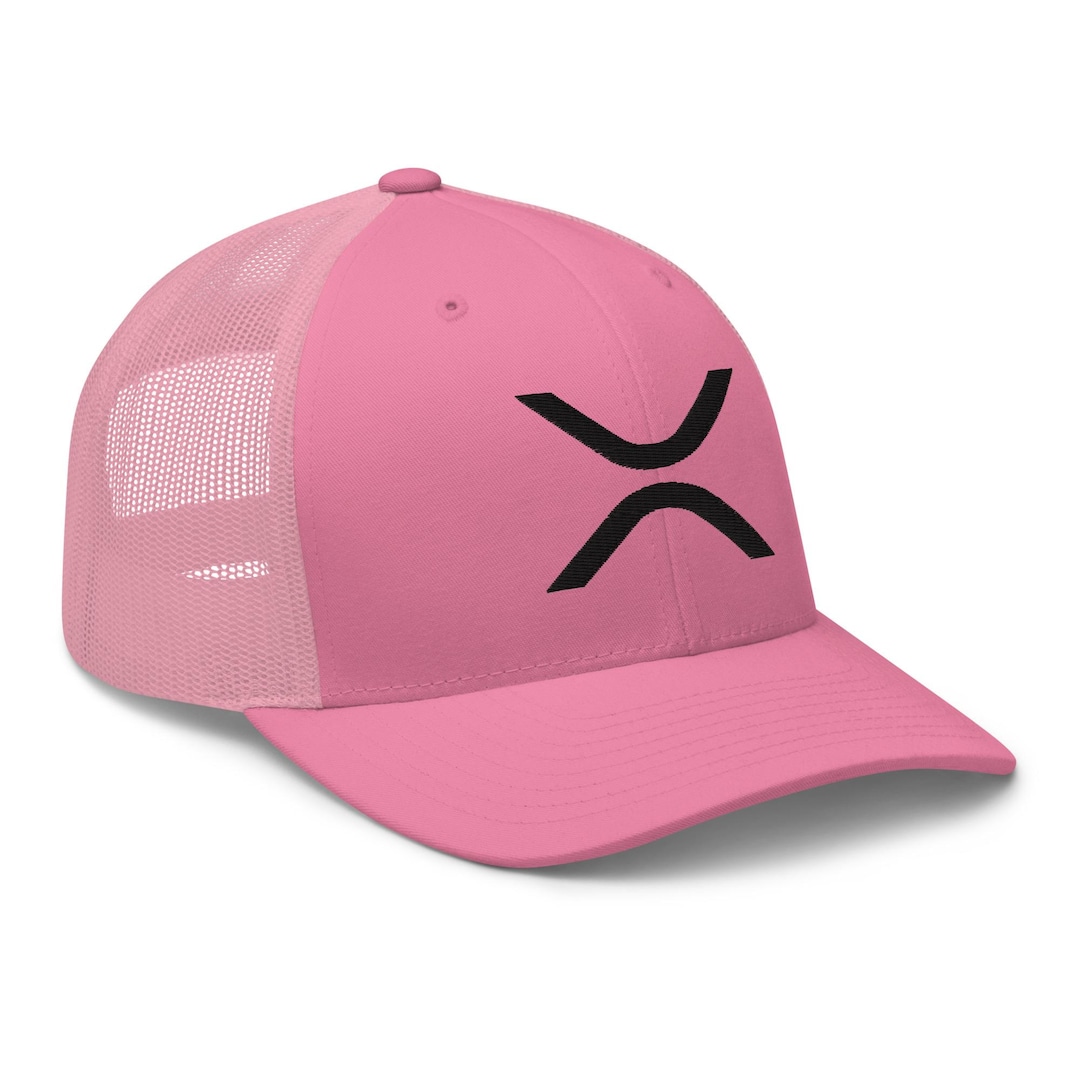 Pink XRP Ripple Retro Cap With BLACK 3D Puff Logo Embroidery ...