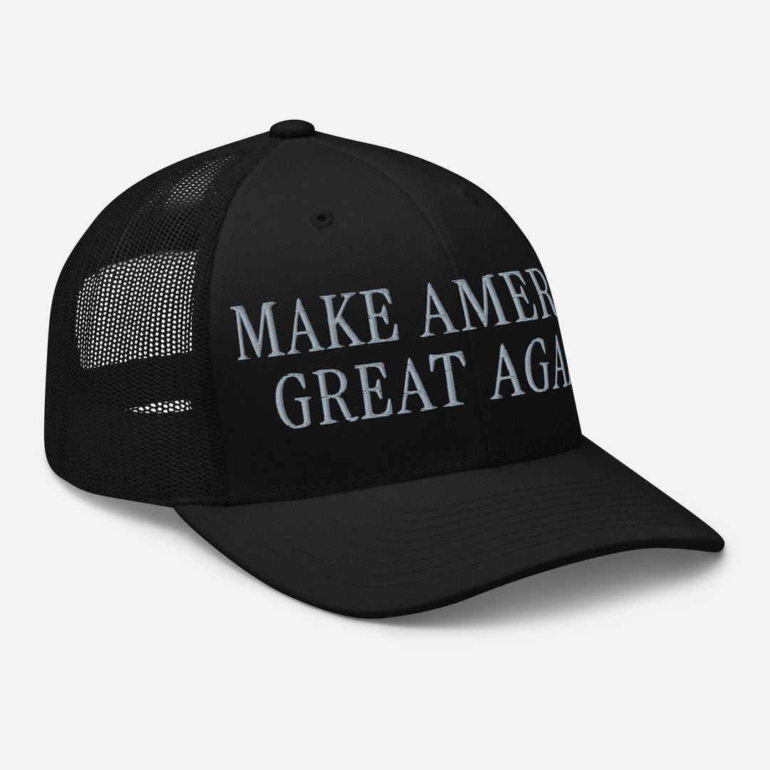 SILVER EMBROIDERY MAGA Make America Great Again Trucker Hat, Golden ...