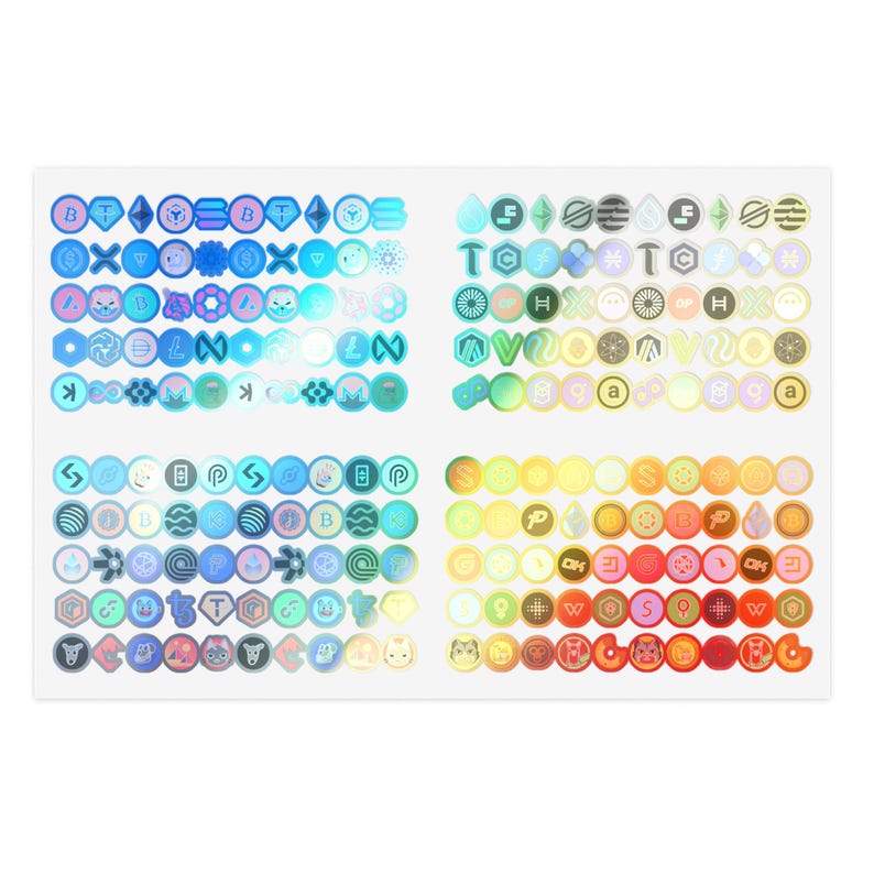 Crypto Currency Sticker Sheets - 200 Stickers, Cryptocurrency Decals ...