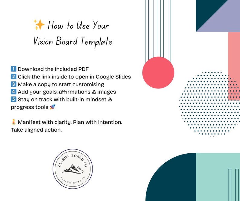 Digital Vision Board Template, Editable Google Slides Manifestation ...