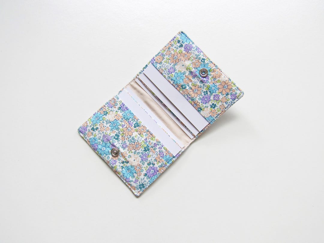 Floral Cotton Card Holder Wallet, Slim Fabric Card Case - Etsy