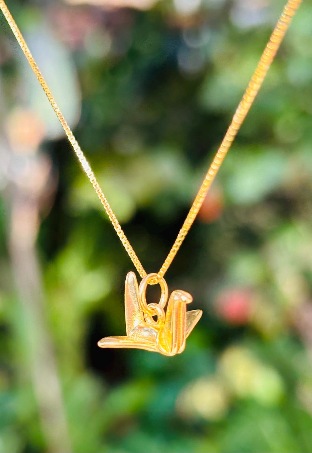 18k Yellow Gold Vermeil Paper Crane - Minimalist Design - Handmade in ...