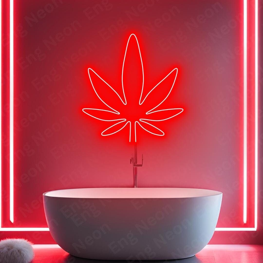 Marijuana Leaf Led Neon Sign, Custom Neon Sign, Smoking Room Wall Decor ...