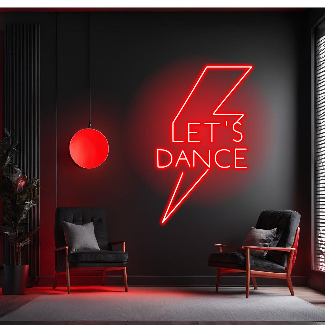 Let's Dance Neon Sign, Lightning Bolt Neon Art, Dance Led Light ...